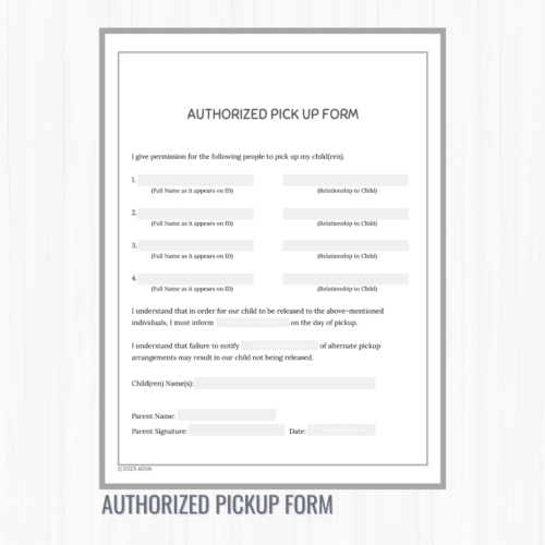 Authorized Pickup Form - ADSN